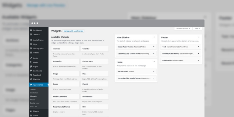 Customizing Your Site With Sidebars And Widget Visibility — Audiotheme