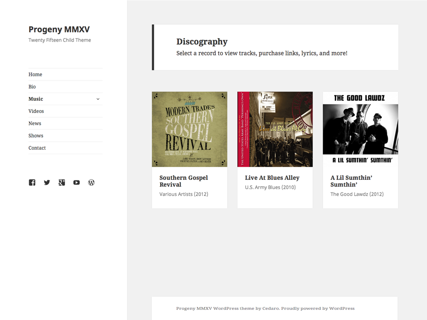 Progeny MMXV - Twenty Fifteen Child Theme by AudioTheme